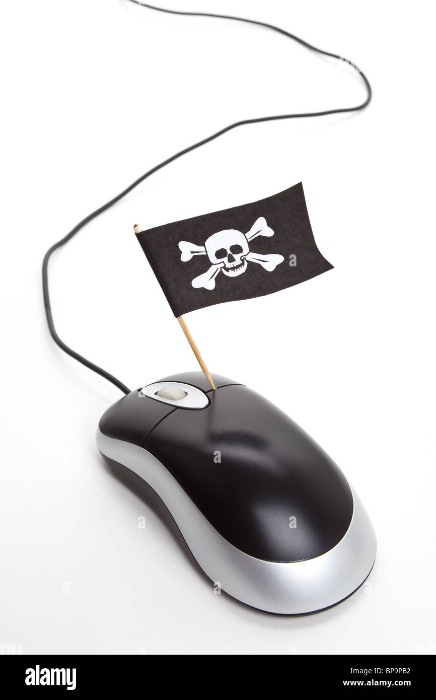 Pirate Flag and Computer Mouse, concept of Computer Hacker Stock Photo ...