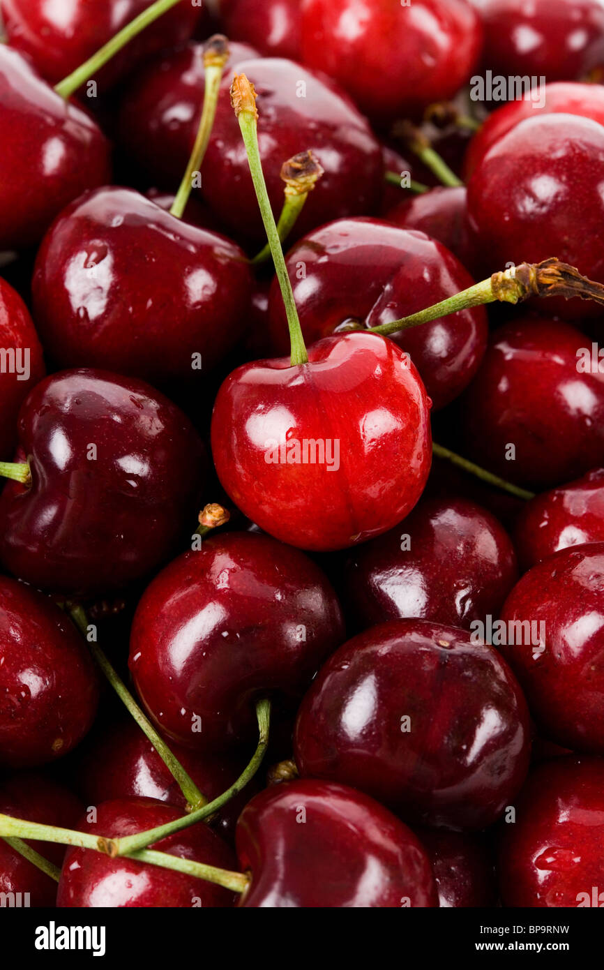 Red Cherry close up for background Stock Photo - Alamy