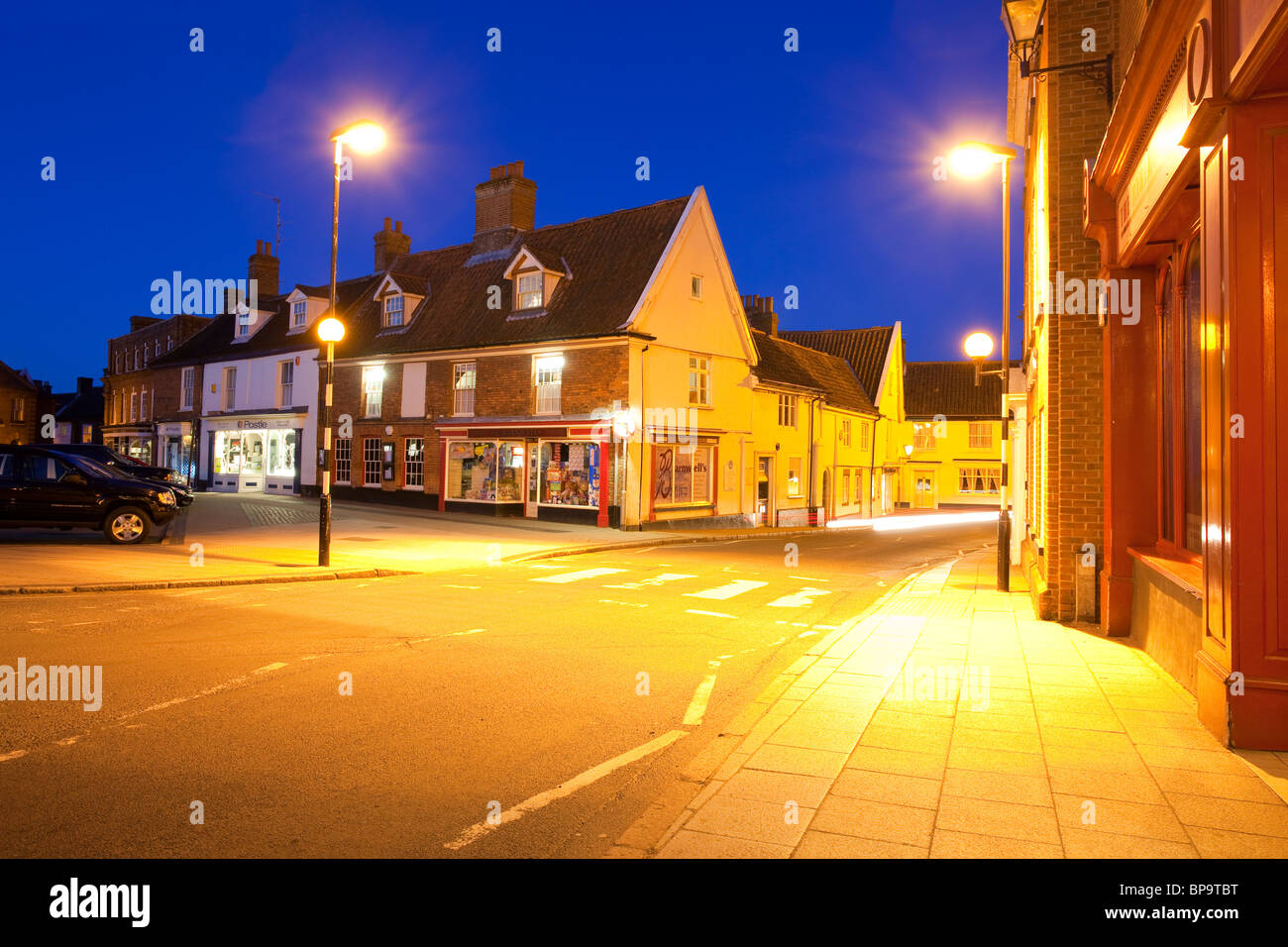 The historic market town of Aylsham in Norfolk captured here at night ...