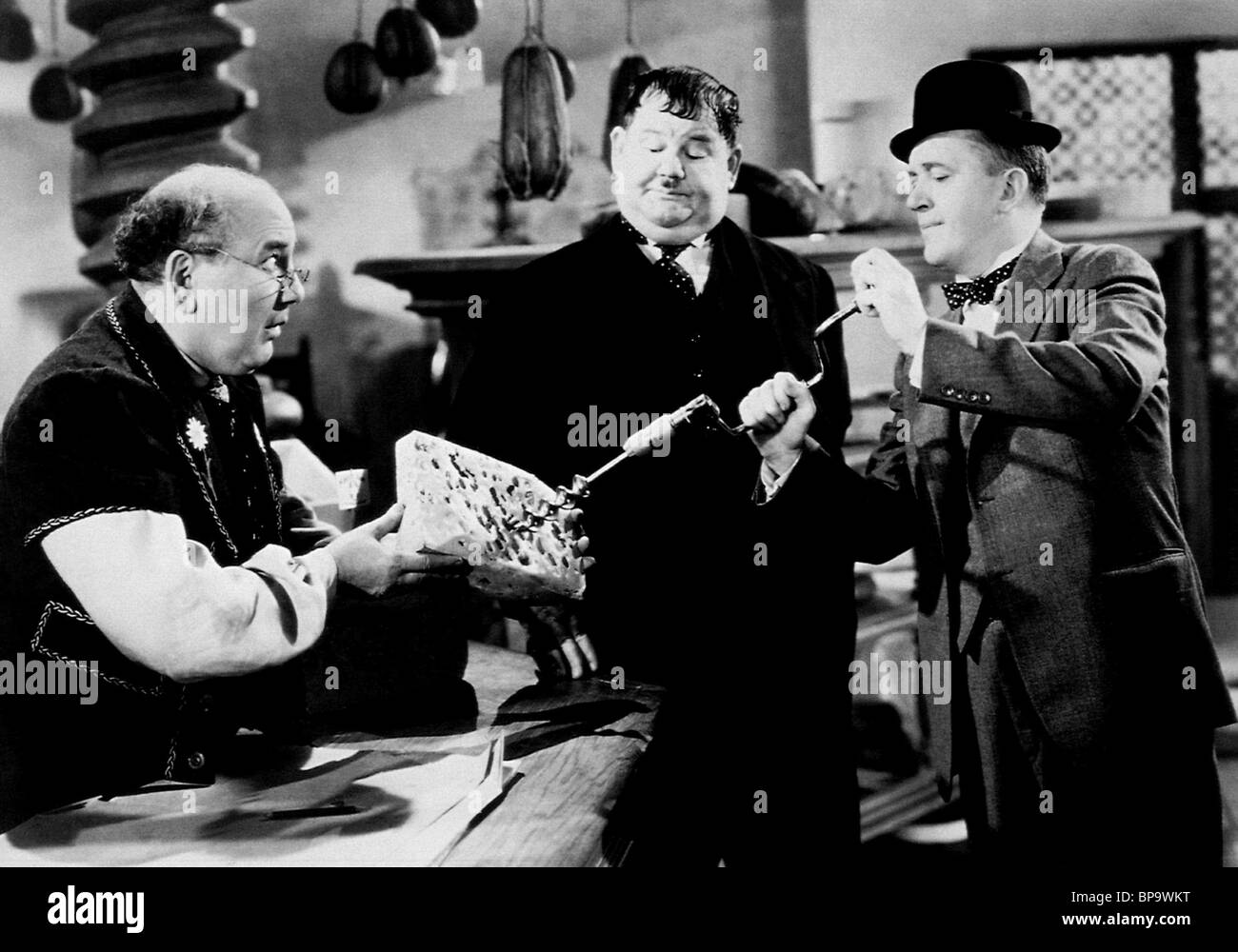 CHARLES JUDELS, OLIVER HARDY, STAN LAUREL, SWISS MISS, 1938 Stock Photo ...