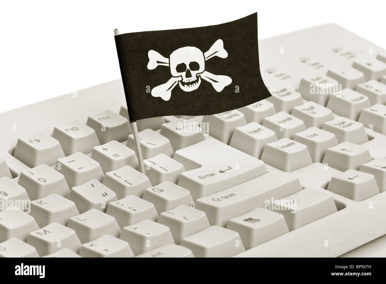 Pirate Flag and Computer Keyboard, concept of Computer Hacker Stock ...