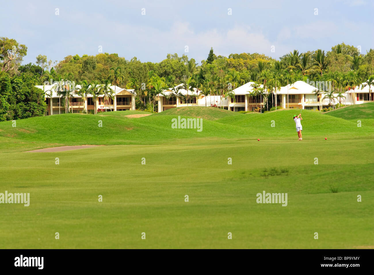 The lush green of the Sea Temple golf course in Port Douglas, far north ...