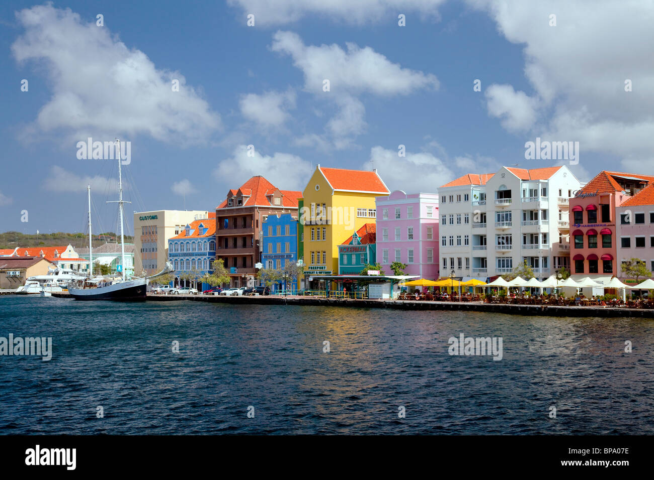 Colorful Dutch colonial architecture in the buildings in the Punda ...