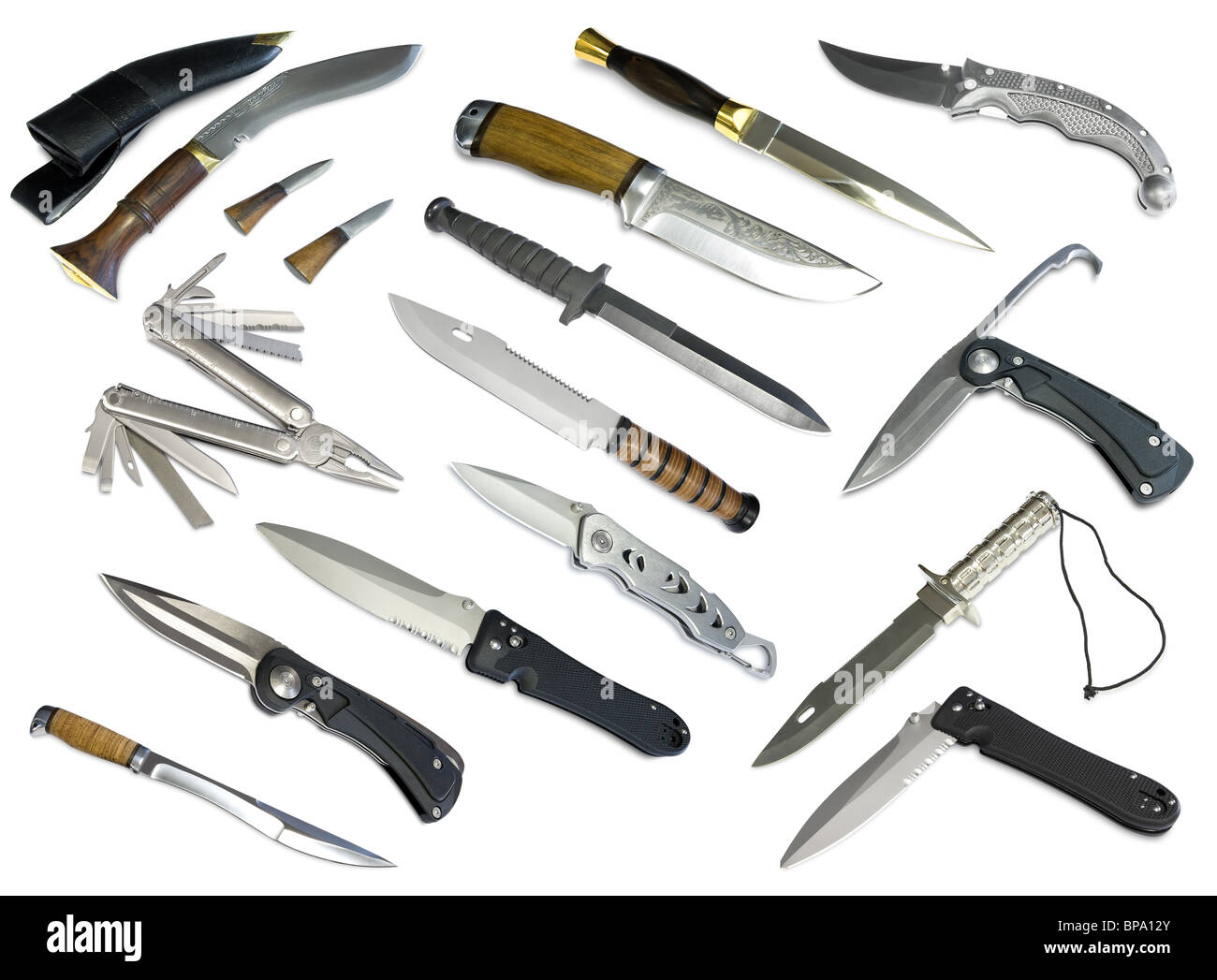 set of various knives isolated on white background Stock Photo - Alamy