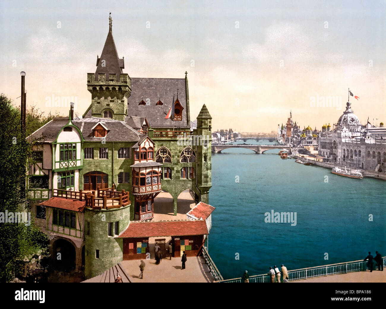 Ancient Paris and perspective of the bridges, showing Army and Navy ...