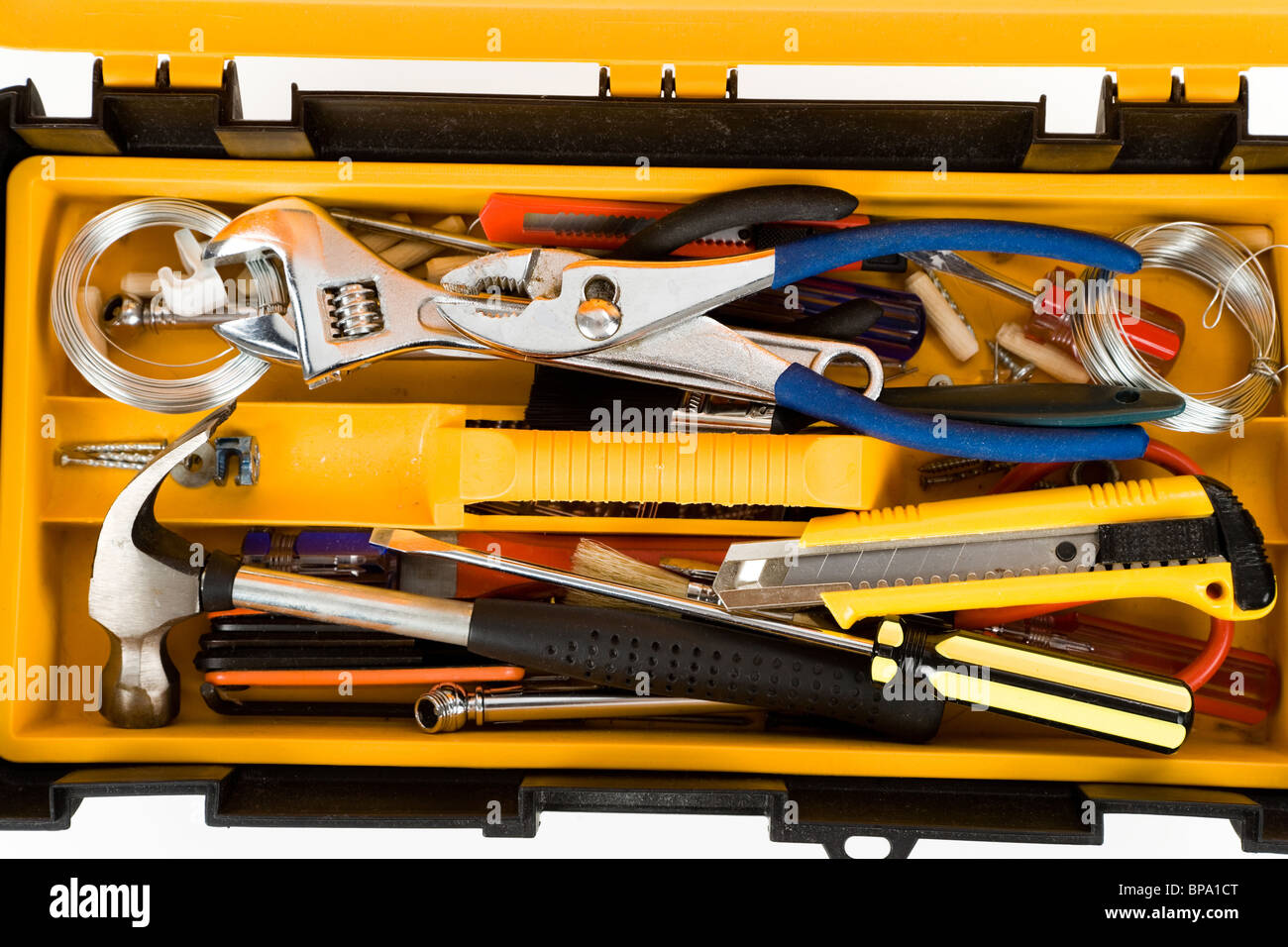 Yellow Toolbox close up shot Stock Photo - Alamy