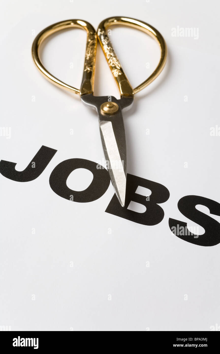 Word of job and scissors, concept of Jobs Cut Stock Photo - Alamy
