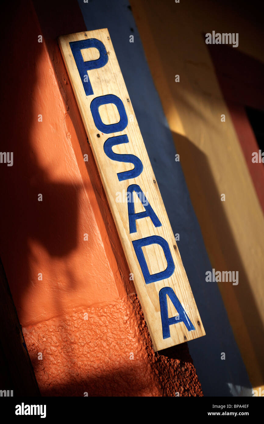 A sign for a posada or guesthouse in San Cristobal de Las Casas in ...
