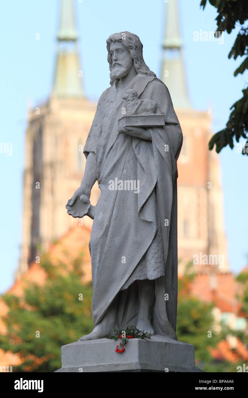 Statue of Saint John the Baptist Ostrow Tumski Wroclaw Poland Stock ...