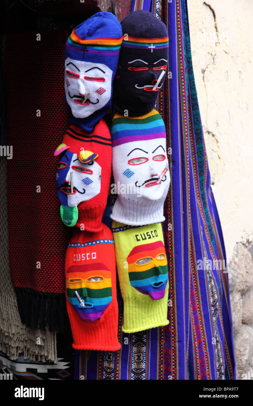 Typical woolen masks (called a waqullu or waq'ollo) used by Kapac Qolla ...