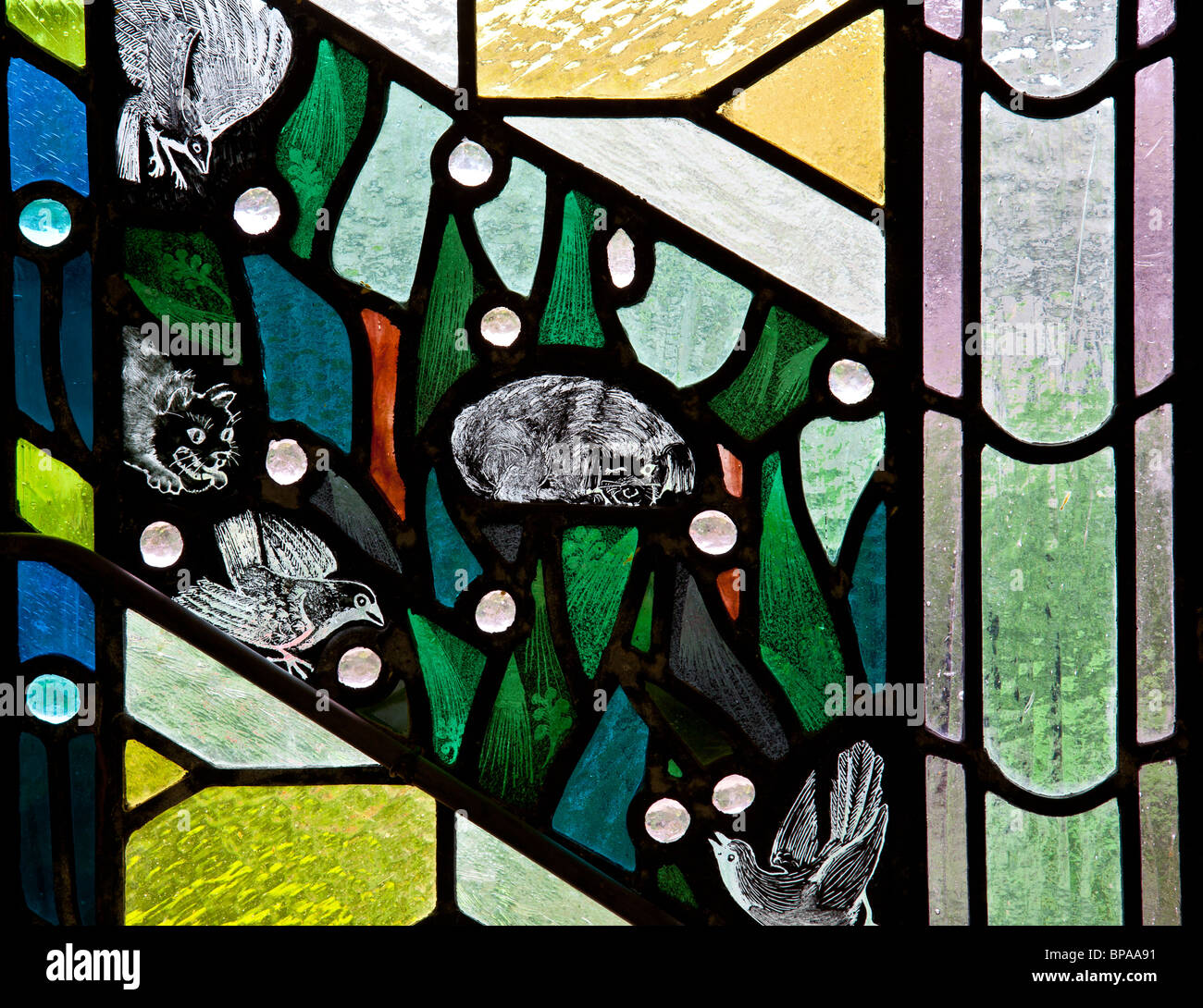 Wild animals depicted in the stained glass window of the Shropshire ...