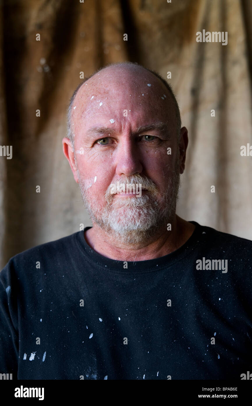 man with paint spattered face Stock Photo - Alamy