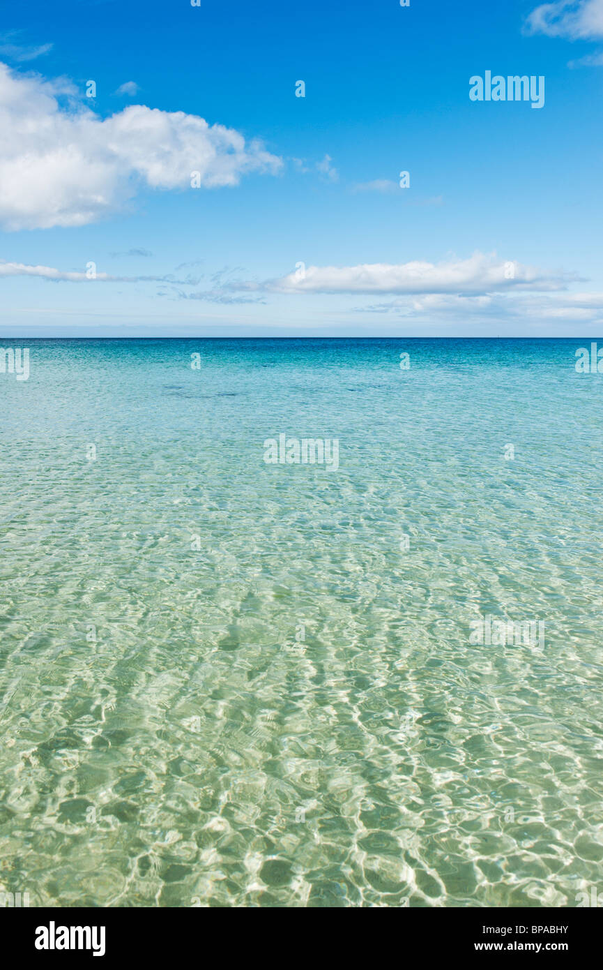 Clear cold water of scenic beach in arctic circle, Gimsøya, Lofoten ...