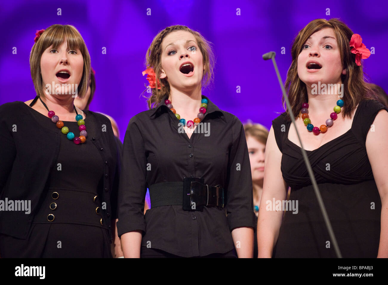 Ladies choir singing on stage in competition at the National Eisteddfod ...