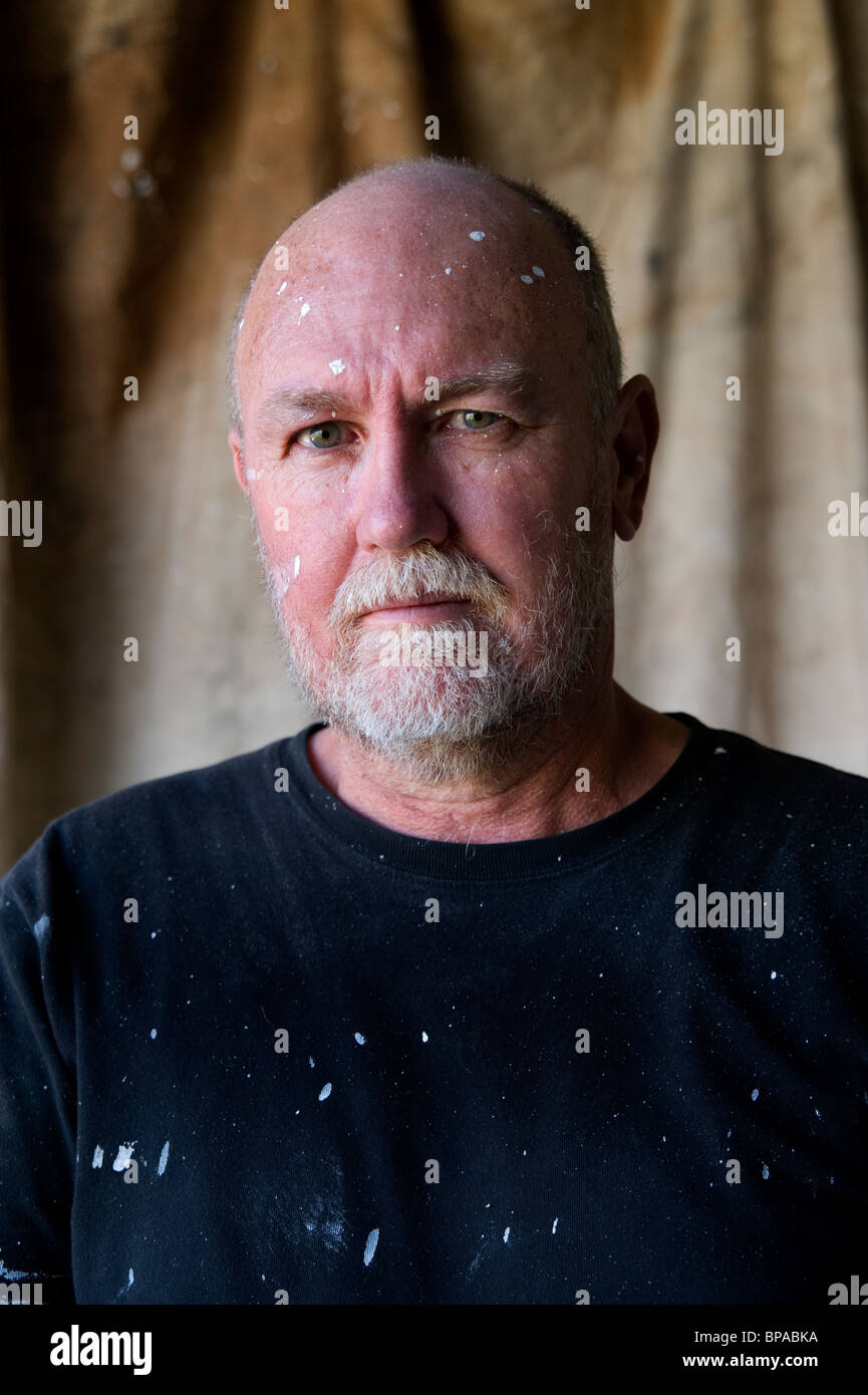 man with paint spattered face Stock Photo - Alamy