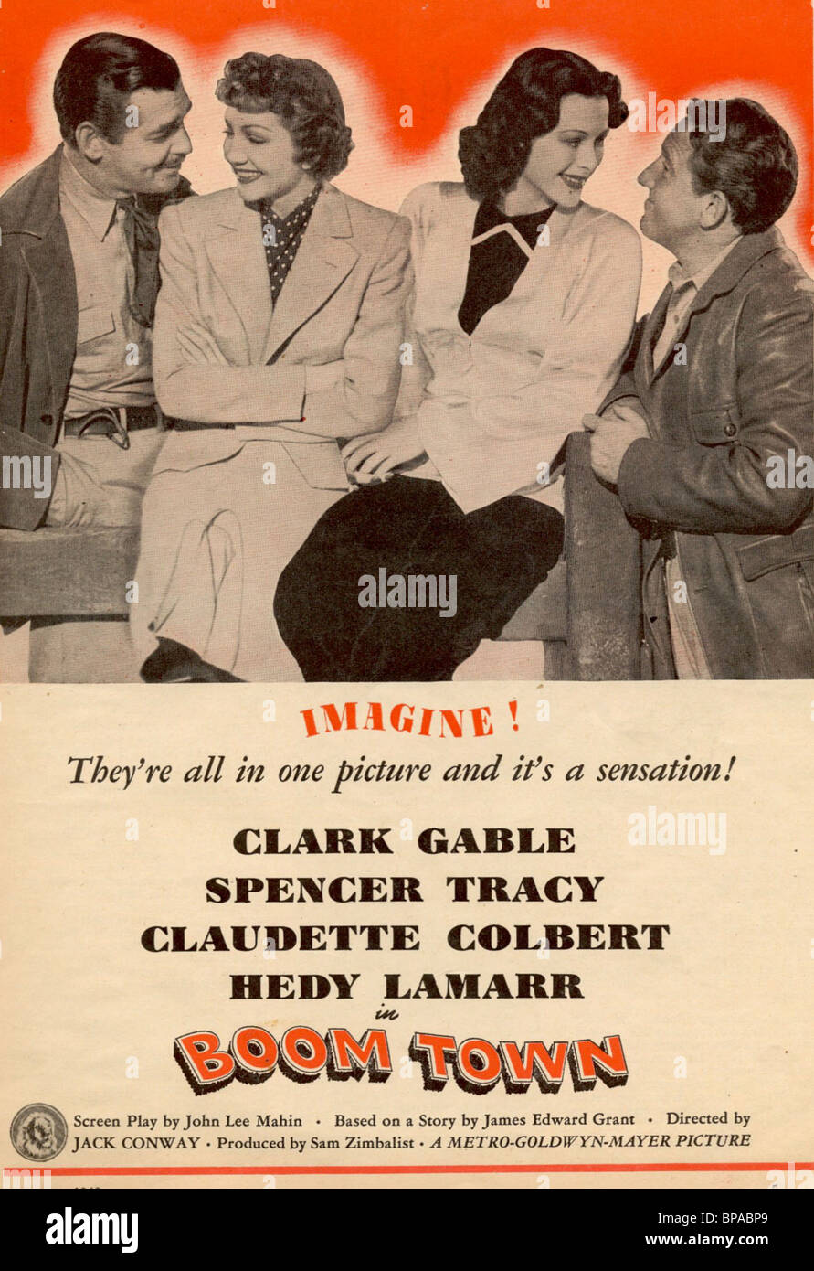 CLARK GABLE, CLAUDETTE COLBERT, HEDY LAMARR, SPENCER TRACY POSTER, BOOM ...