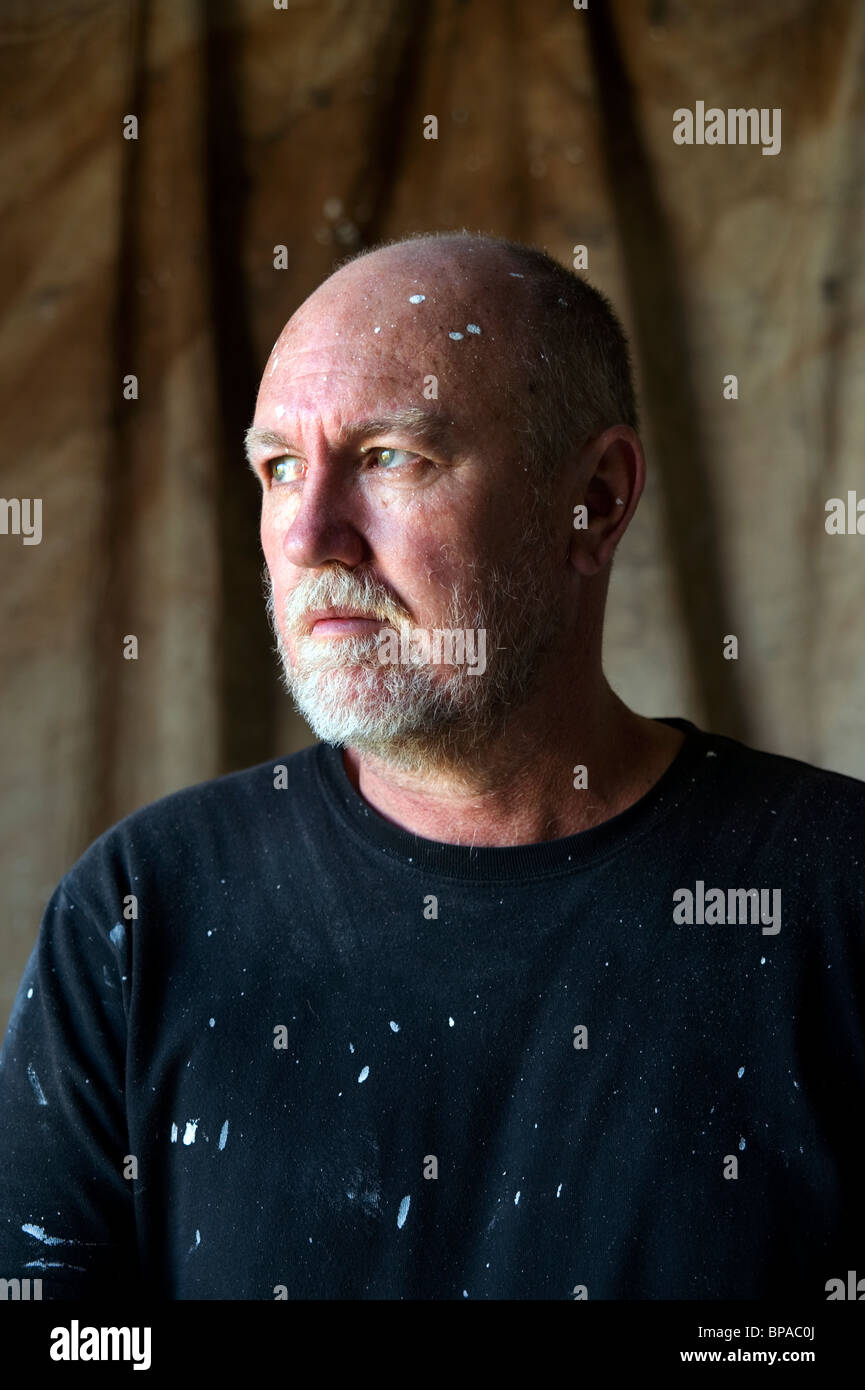 man with paint spattered face Stock Photo - Alamy