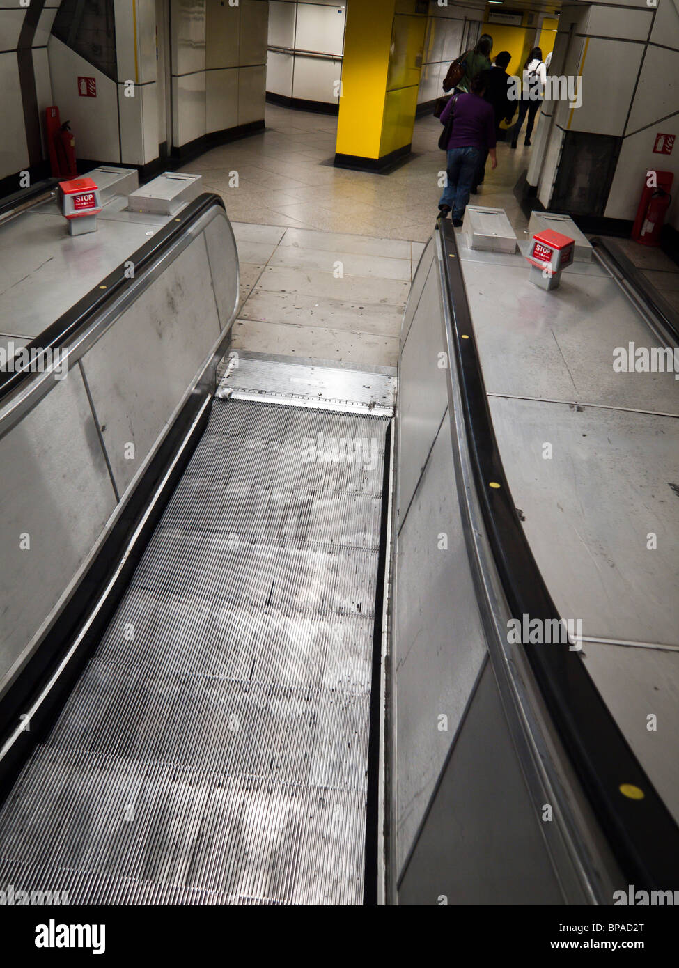 Travelling down escalator at London Bridge Underground station Stock ...