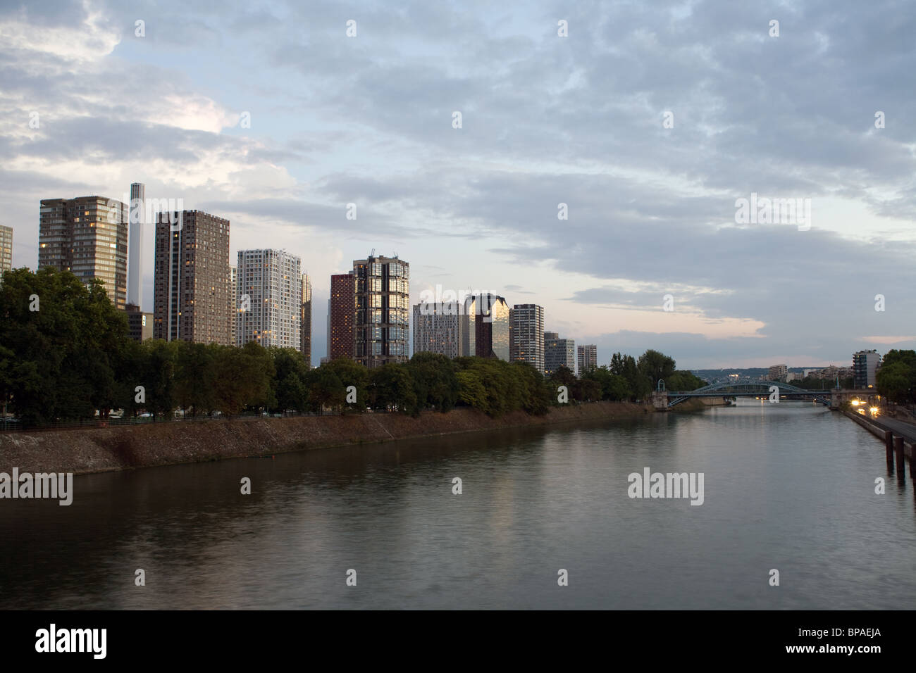 The Front de Seine highrise district near the Seine River, Paris ...