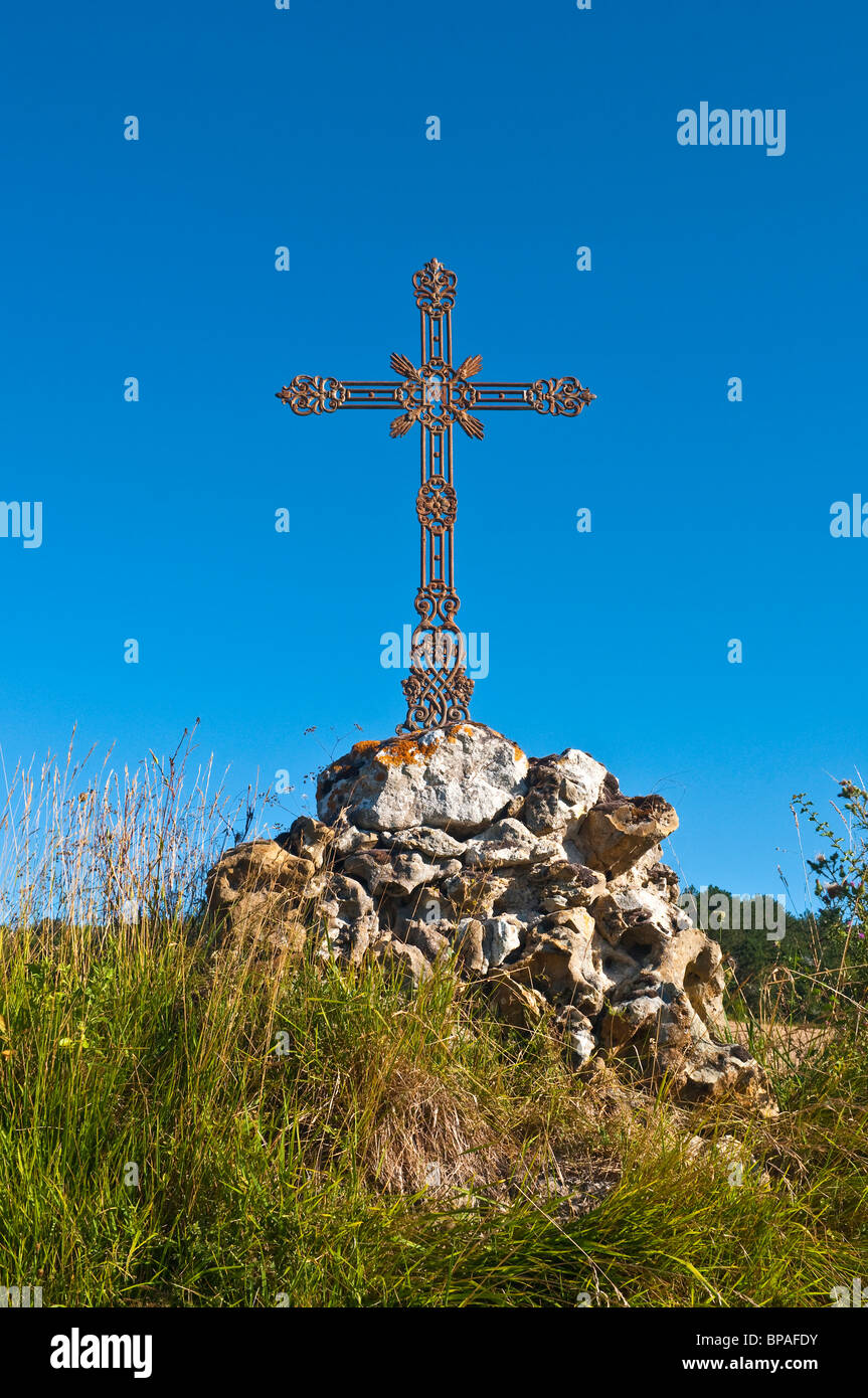 Roadside decorative wrought iron cross - France Stock Photo - Alamy