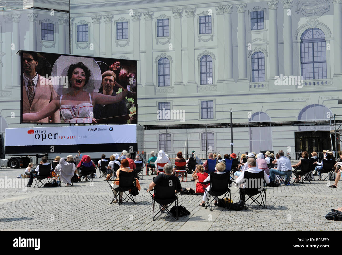 Spectators watch outdoor opera in Berlin Germany Deutschland Europe ...