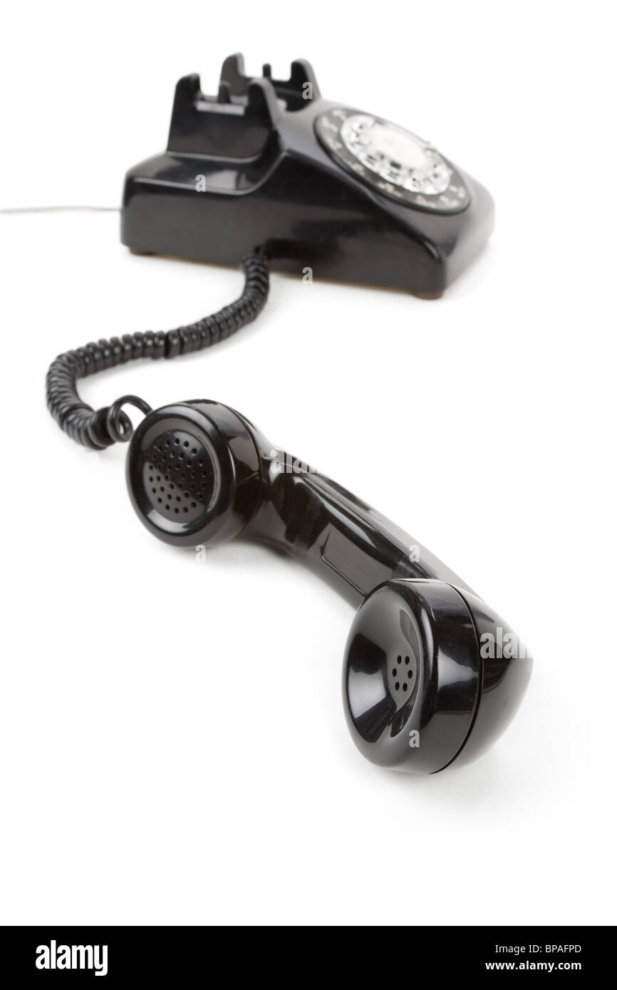 Black telephone Receiver with white background Stock Photo - Alamy