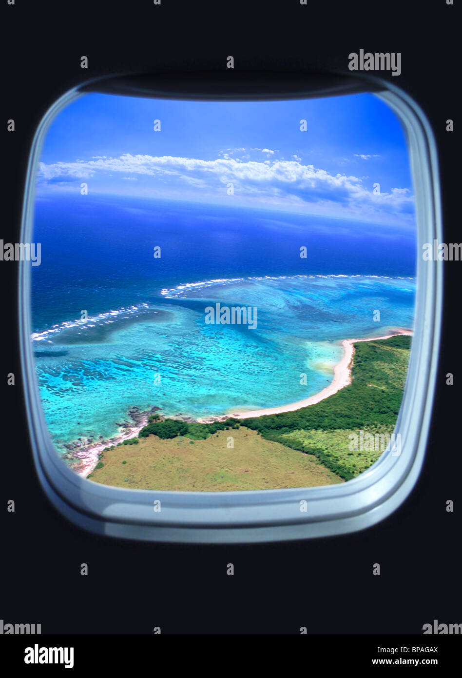 beautiful sea view from the window of plane Stock Photo - Alamy