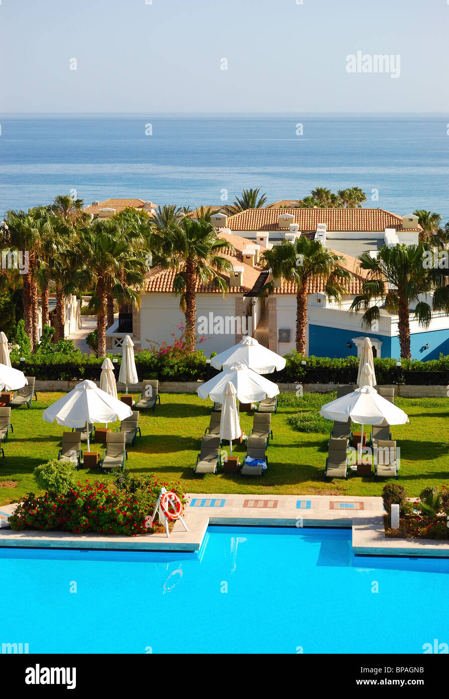 Swimming pool at the modern luxury hotel, Crete, Greece Stock Photo - Alamy