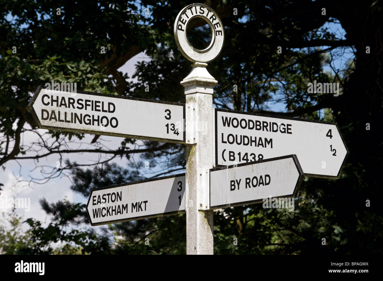 Road sign Pettistree, Suffolk, England Stock Photo - Alamy