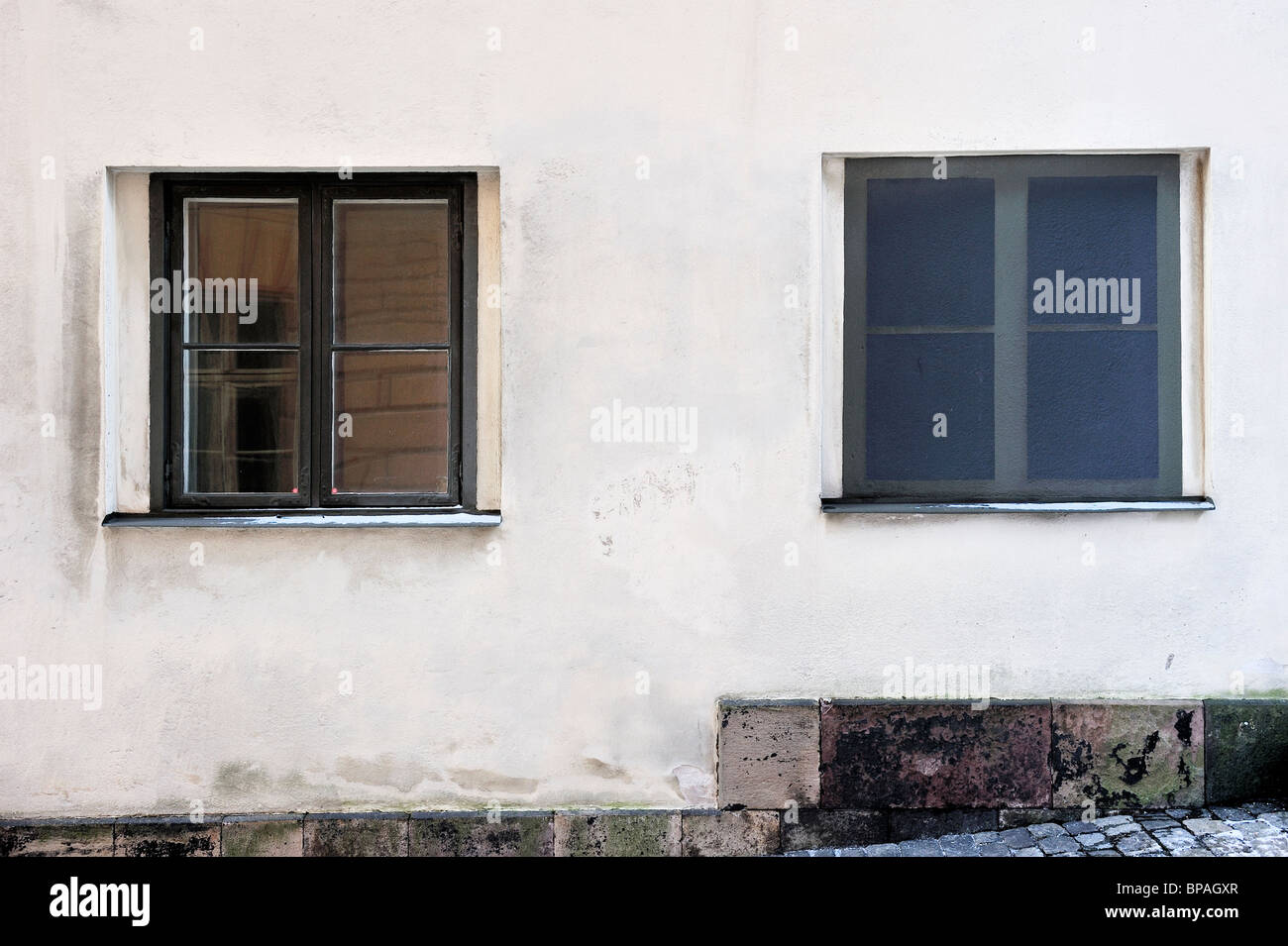 Real window beside painted fake window on a house in Stockholm Stock ...