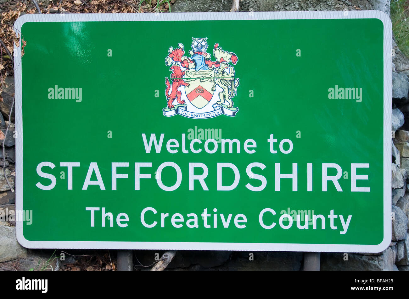 Welcome to Staffordshire The Creative County sign Stock Photo - Alamy