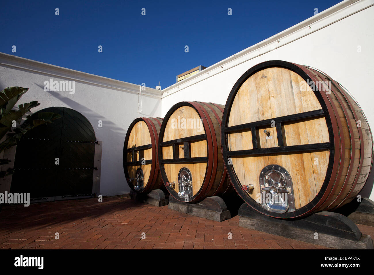Brewing casks at Rhebokskloof winery in Paarl region of South Africa's ...