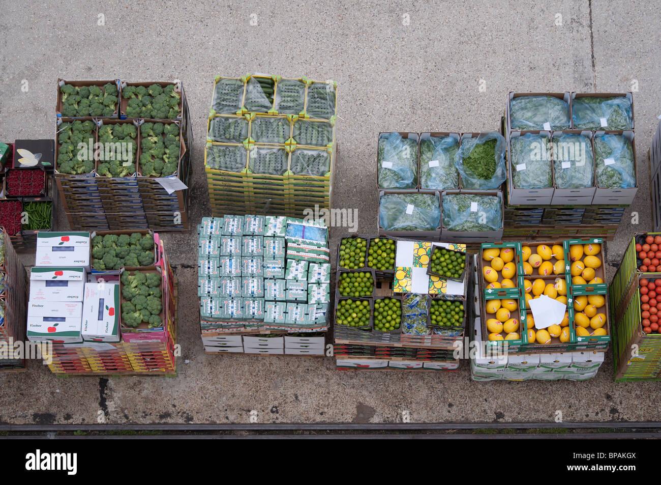 Boxes of food ready to be loaded onto a cruise ship in Southampton ...