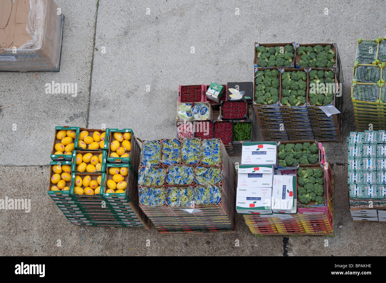 Boxes of food ready to be loaded onto a cruise ship in Southampton ...