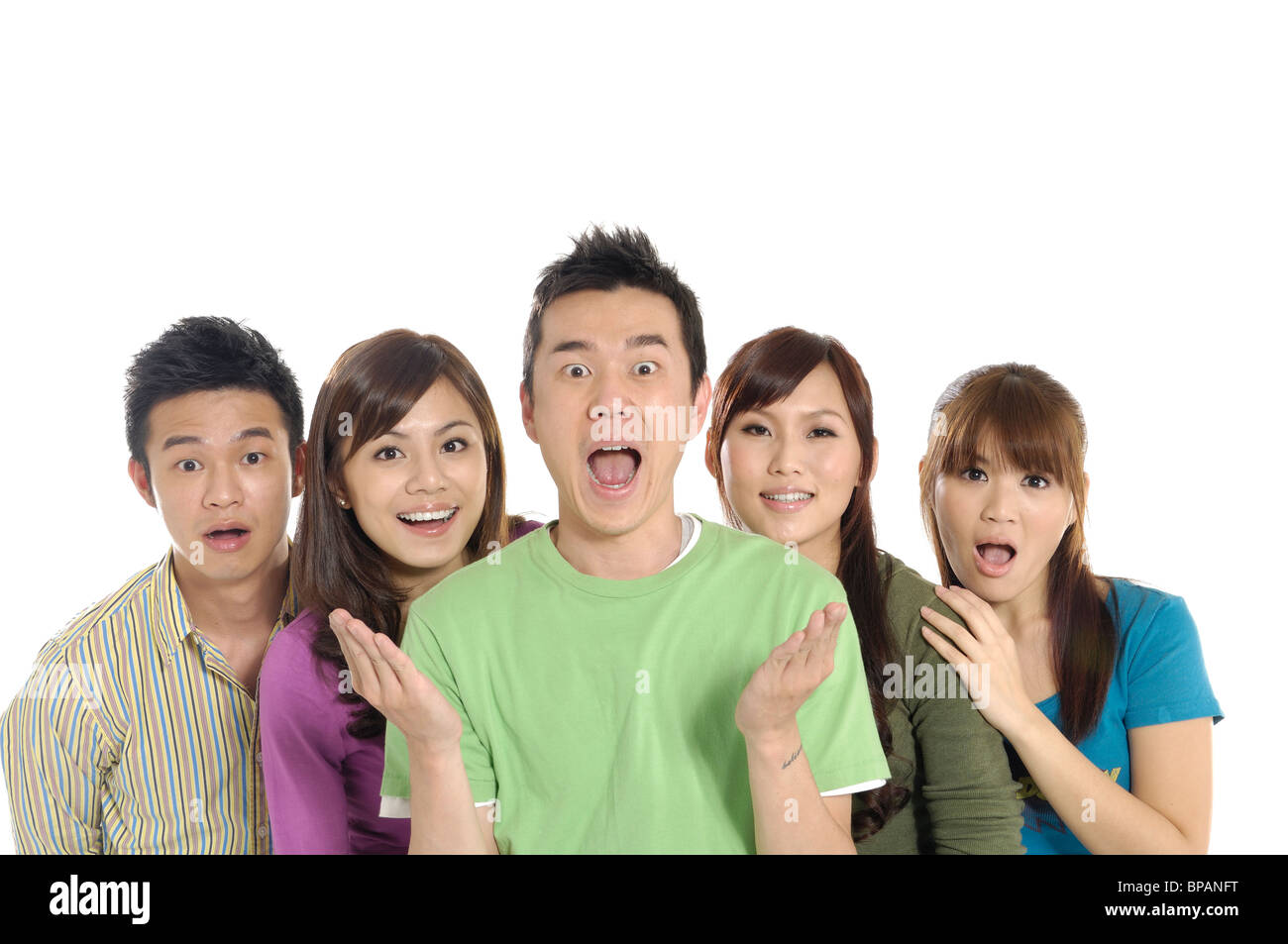 Portrait of university students looking surprised Stock Photo - Alamy