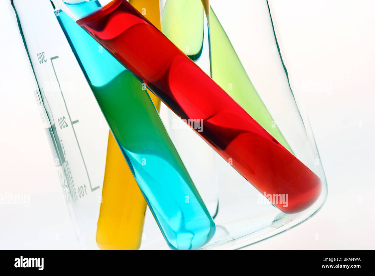 Chemicals in test-tubes. Liquid chemicals in a chemical laboratory ...