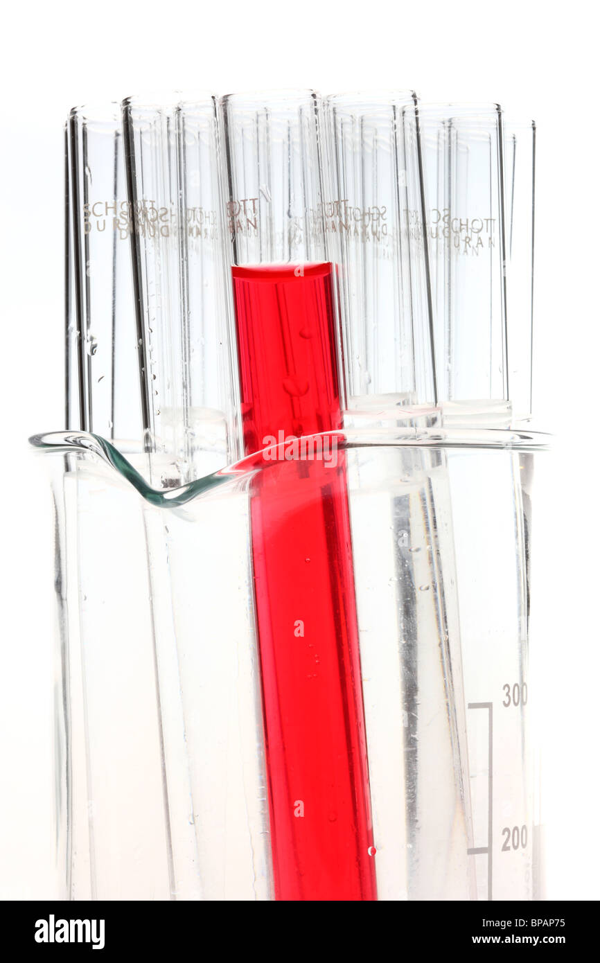 Chemicals in test-tubes. Liquid chemicals in a chemical laboratory ...