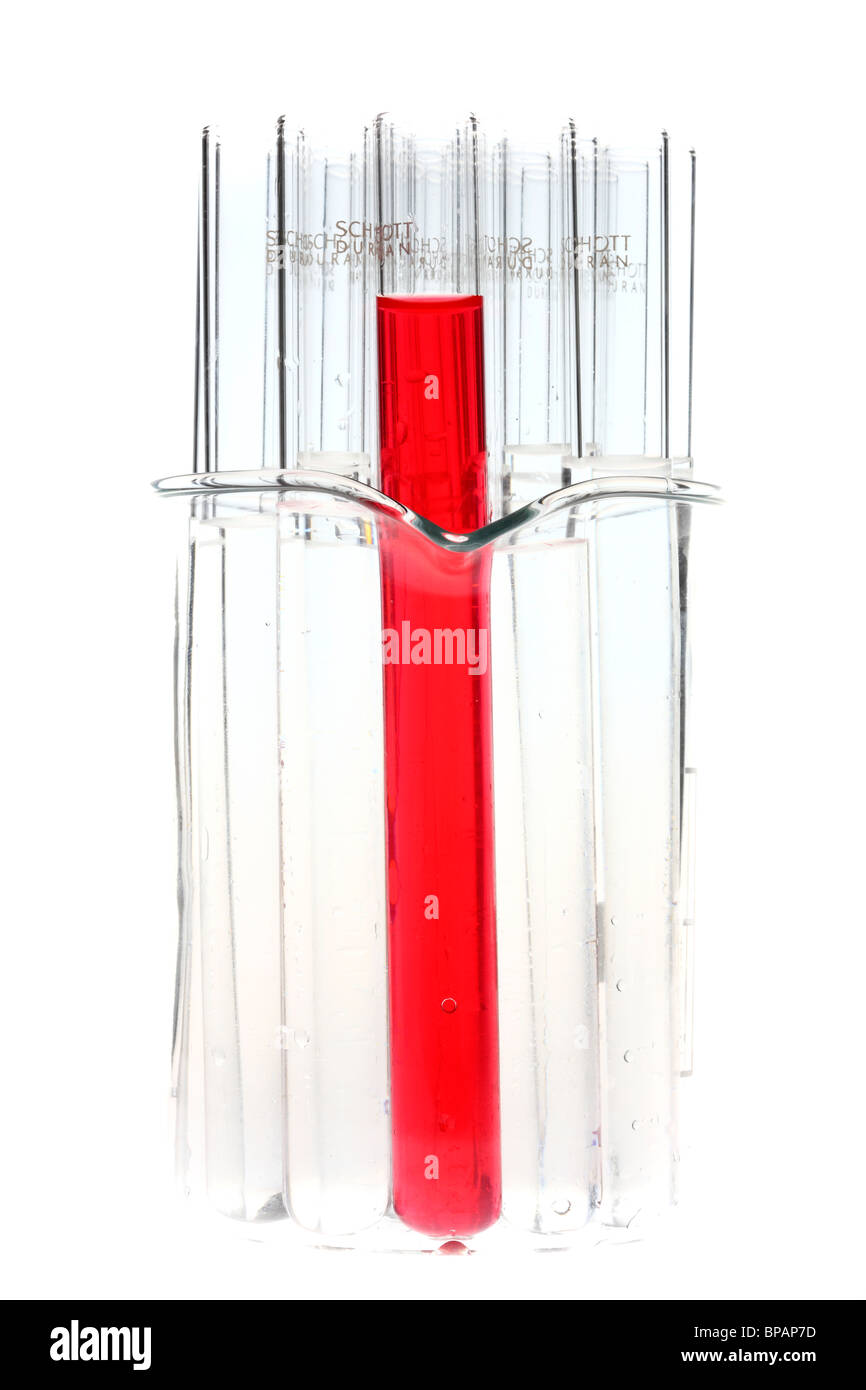 Chemicals in test-tubes. Liquid chemicals in a chemical laboratory ...