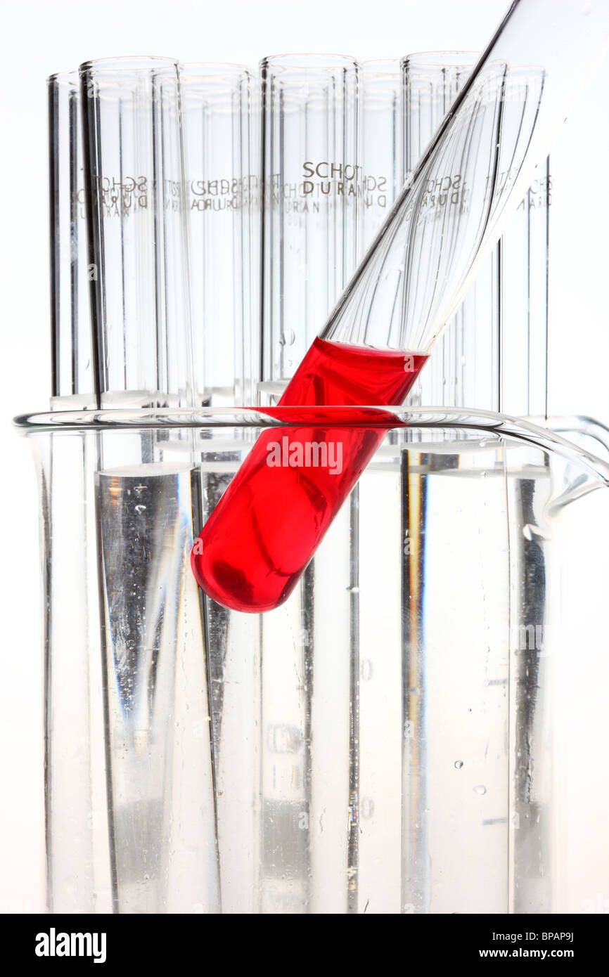 Chemicals in test-tubes. Liquid chemicals in a chemical laboratory ...