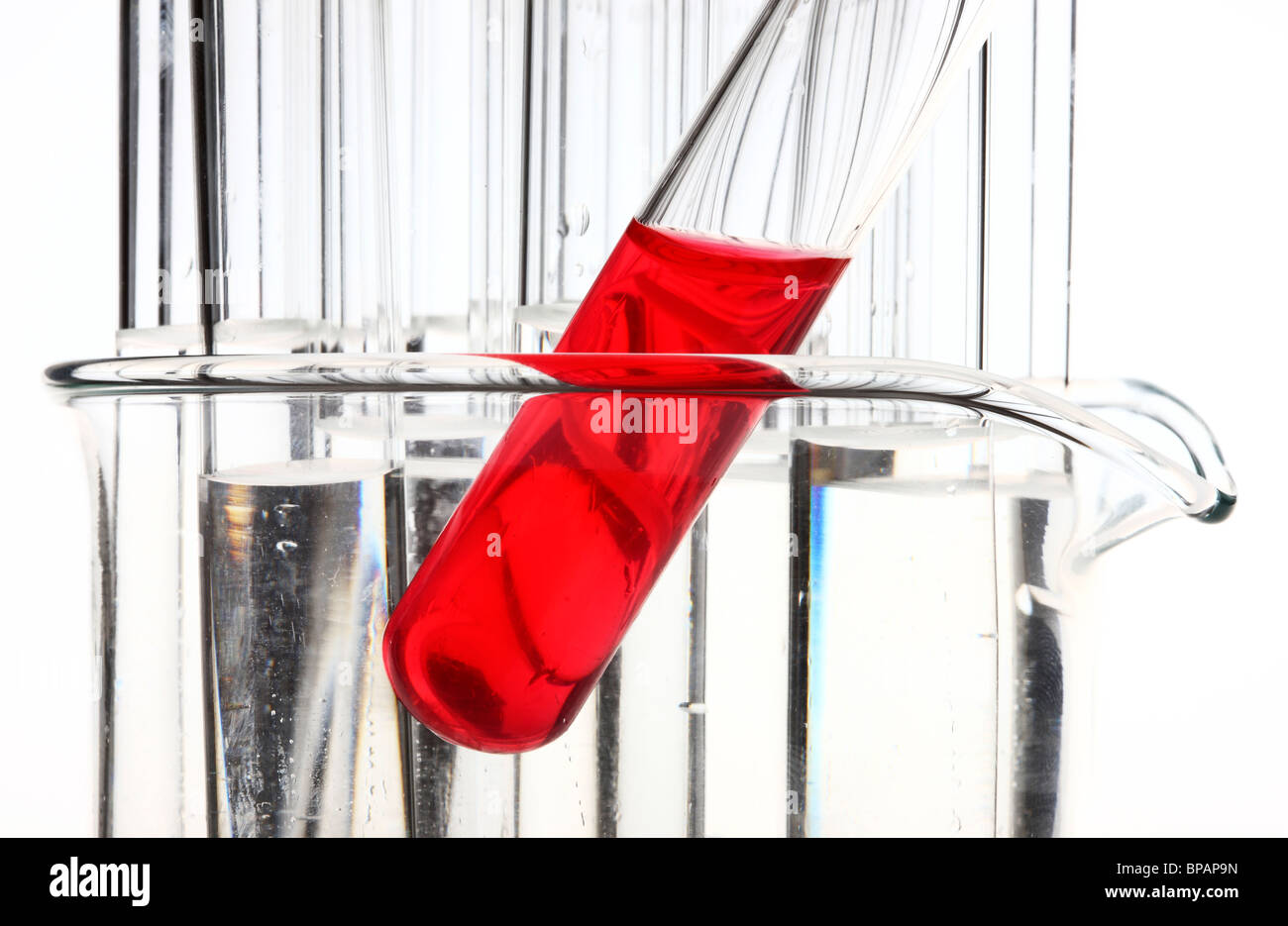 Chemicals in test-tubes. Liquid chemicals in a chemical laboratory ...