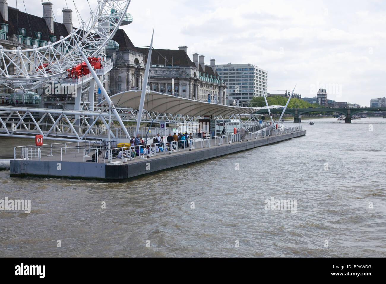 Waterloo Pier at the London Eye Millennium Wheel Stock Photo - Alamy