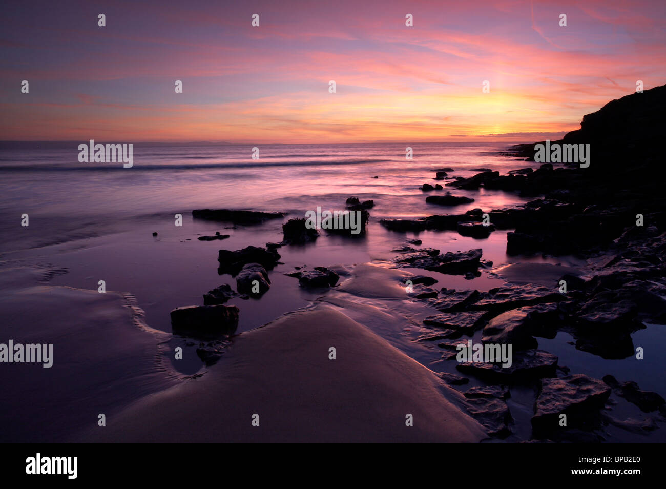 Evening seascape at Witches Point, Glamorgan Heritage Coast, Wales ...