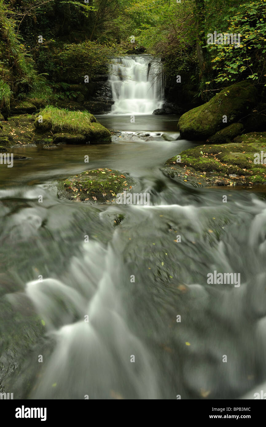 Waterfalls at Watersmeet near Lynmouth in the Exmoor National Park ...