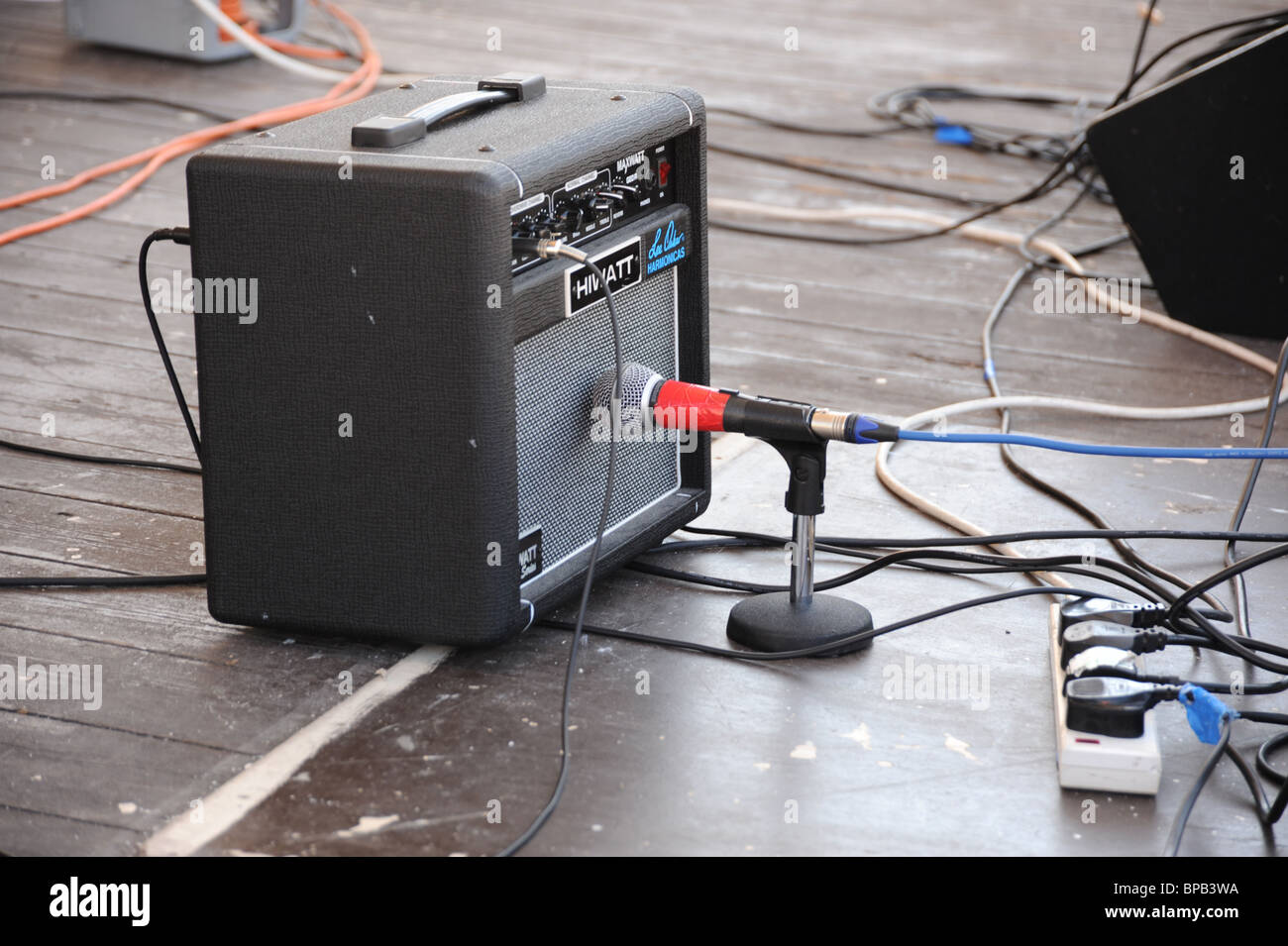 Amplifier and microphone Stock Photo - Alamy