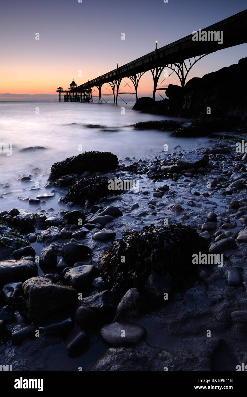 The pier at Clevedon, North Somerset, just after sunset. Clevedon Pier ...