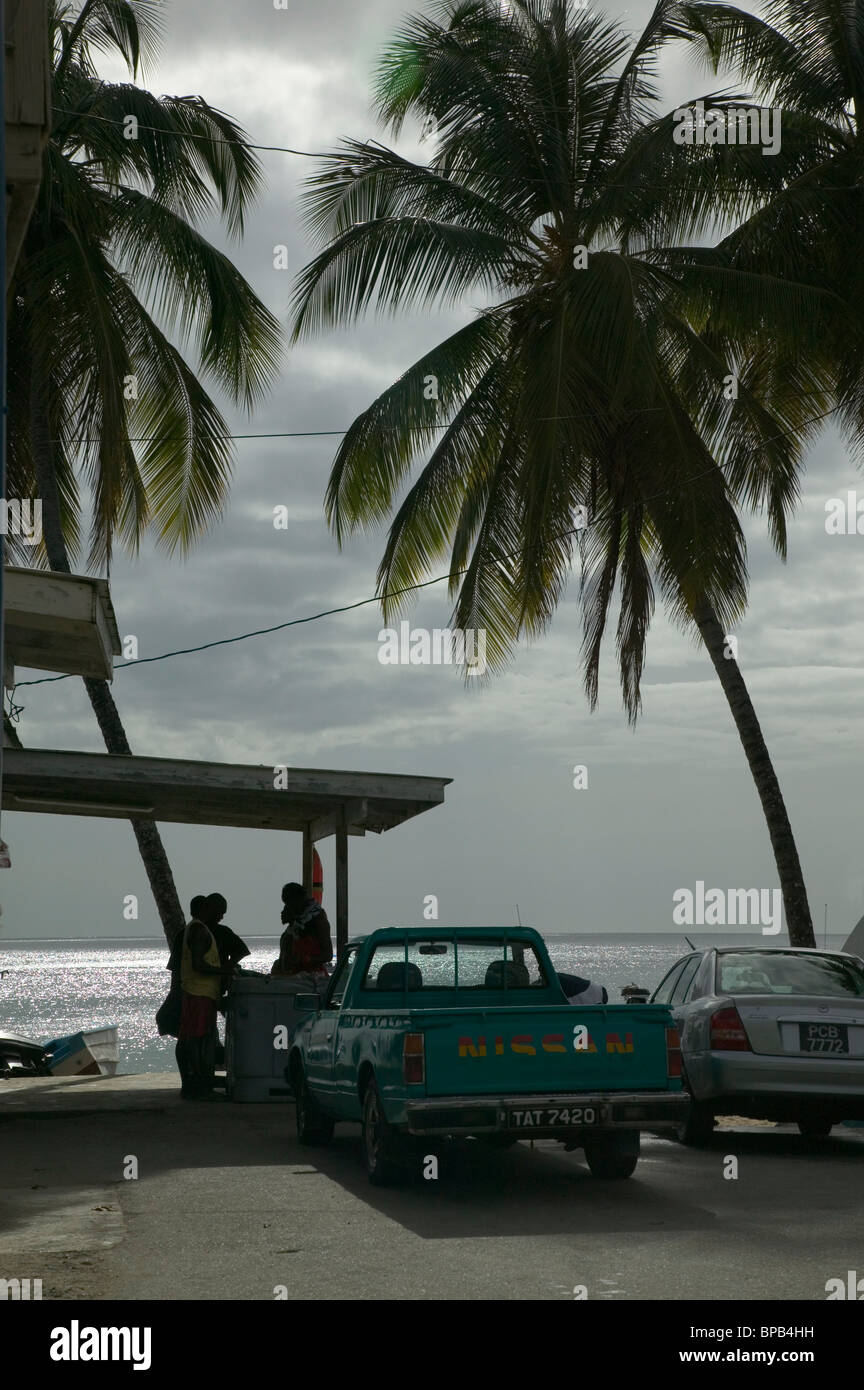 Locals liming - hanging out - in Castara, Tobago, Caribbean Stock Photo ...