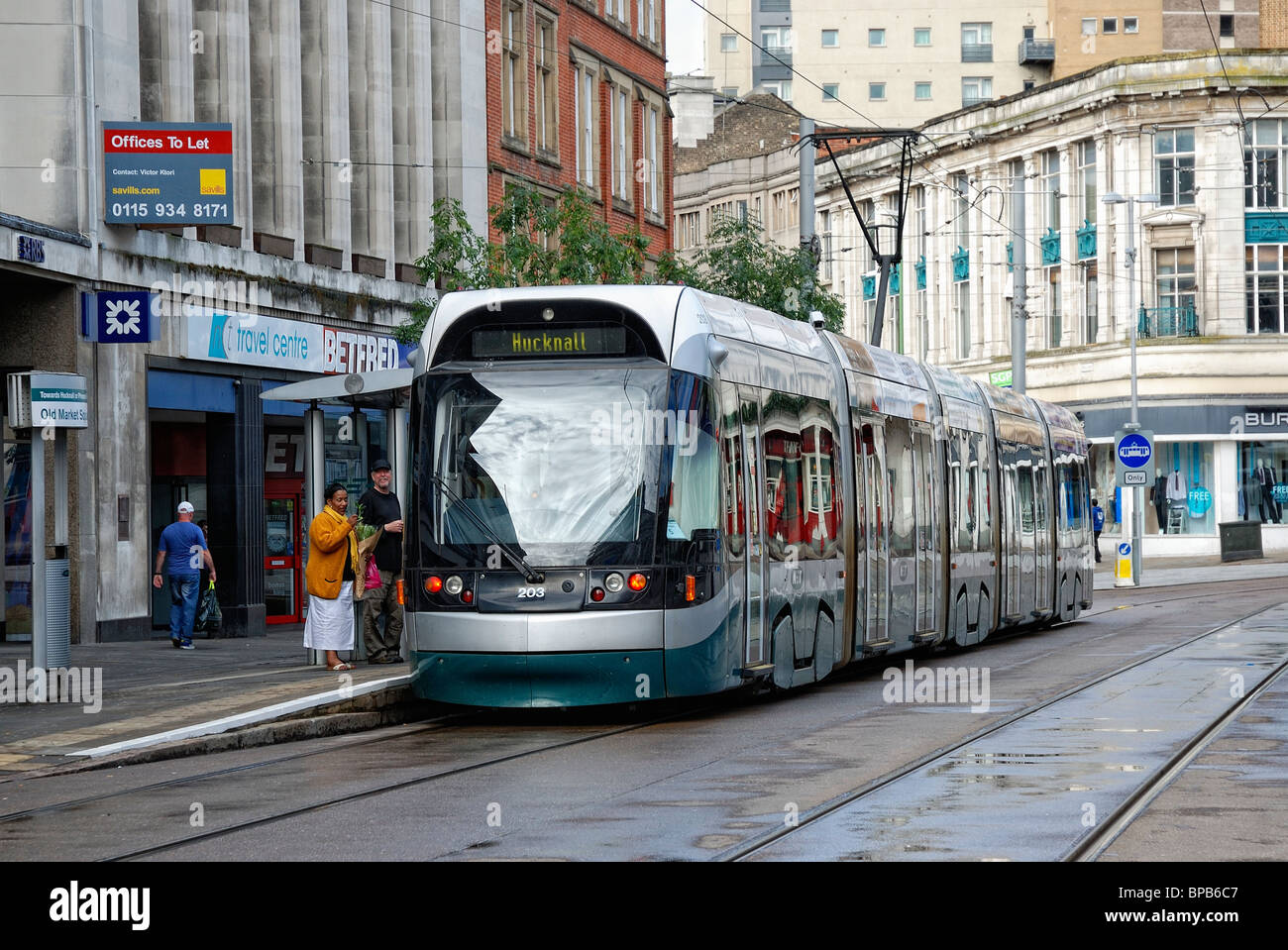 Tram in Nottingham city centre england uk Stock Photo - Alamy
