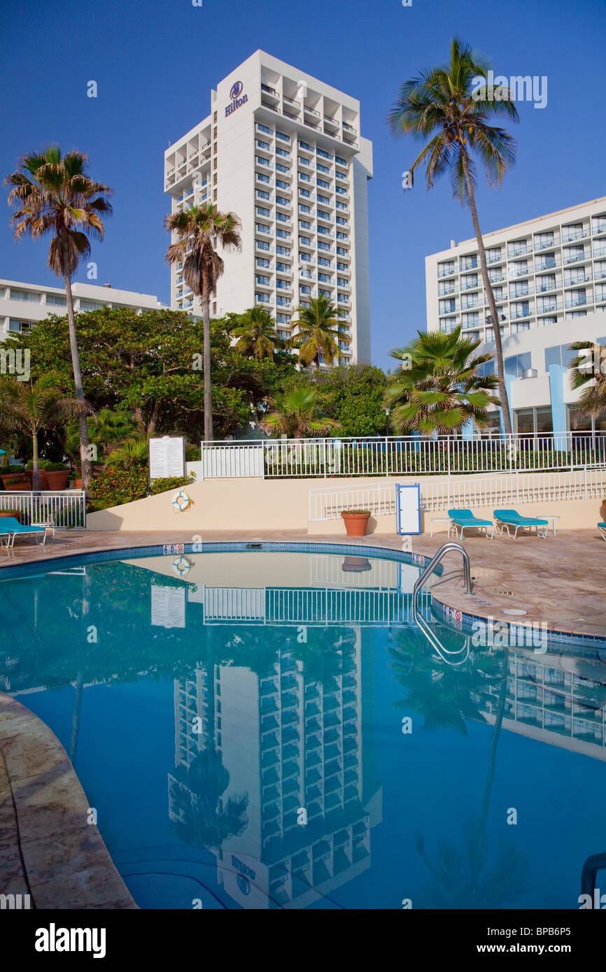 The pool area of the Caribe Hilton resort in San Juan, Puerto Rico ...