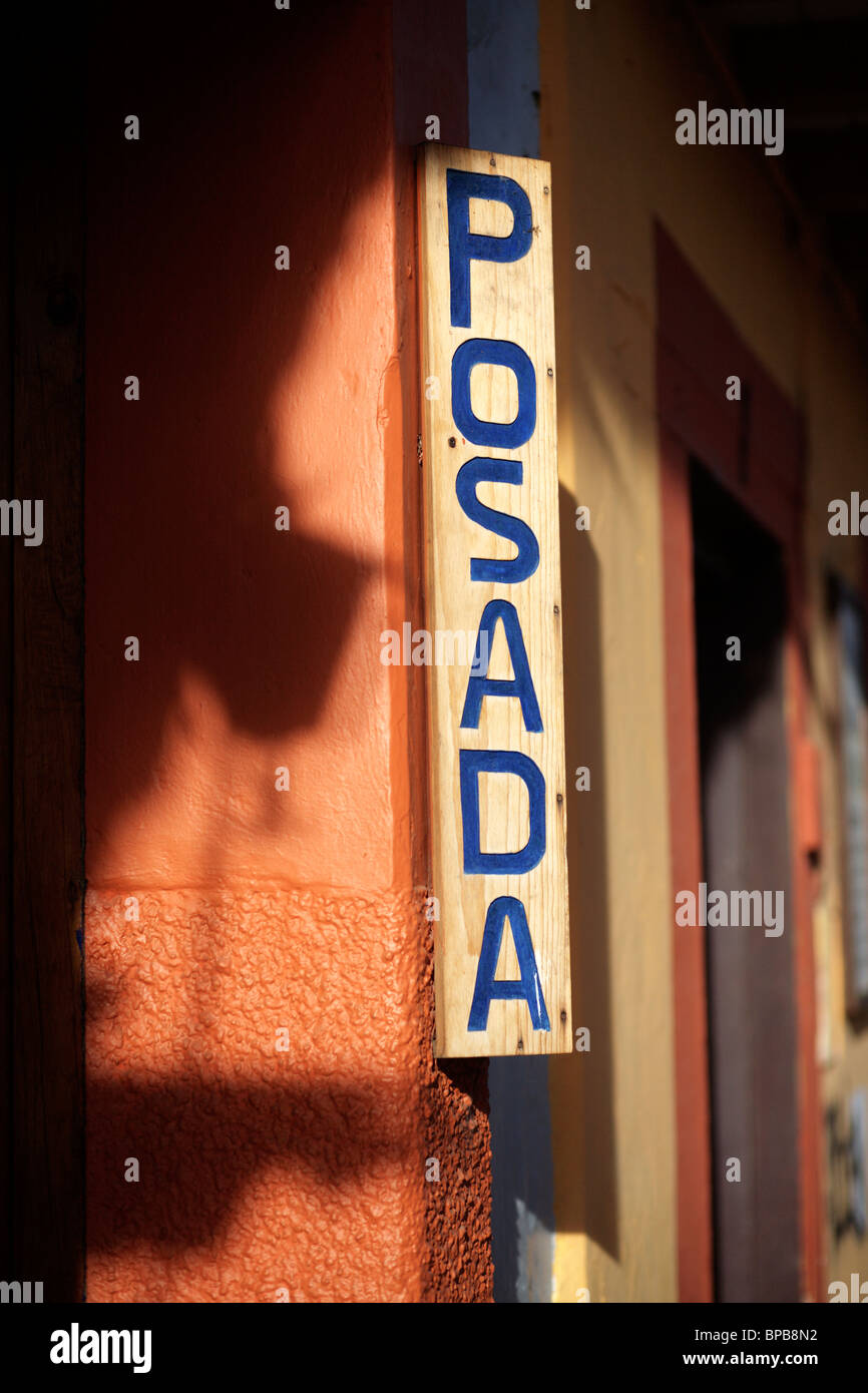 A sign for a posada or guesthouse in San Cristobal de Las Casas in ...