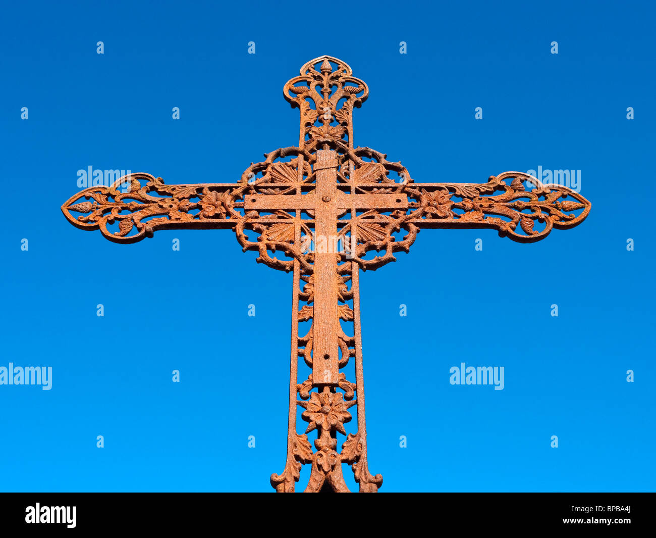 Roadside decorative wrought iron cross - France Stock Photo - Alamy